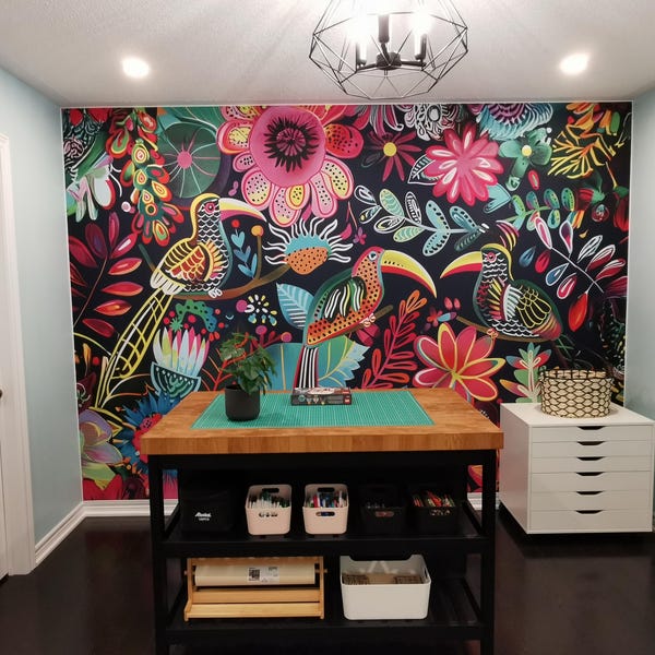 Abstract Vibrant Wall Art, Maximalist Print, Floral Modern Art ...