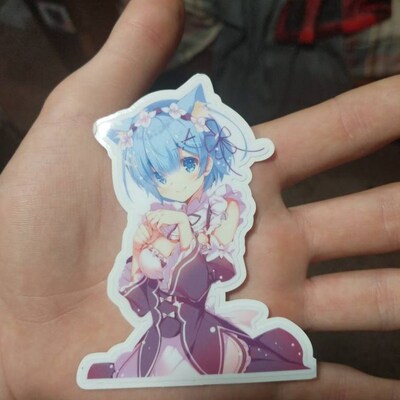 Rem Neko Crossover Vinyl Sticker Re: Zero Anime Stickers Laptop ...