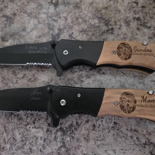Fingerprint Knife Memorial Gift Pocket Knife Dad Fingerprint Memorial ...