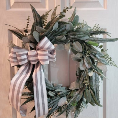 Tan Maple Leaf Pampas Grass Wreath for Front Door Neutral - Etsy