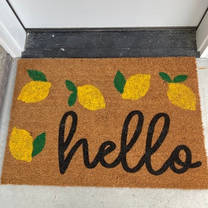 Hello Lemon Doormat Summer Welcome Mat Lemon Decor - Etsy
