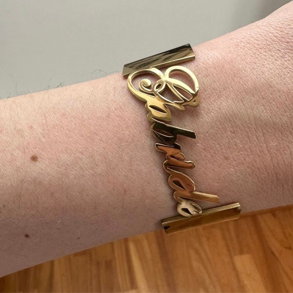 Custom Name Bangle, Name Cuff Bangle, Gold Name Bangle, Cuff Bangle ...