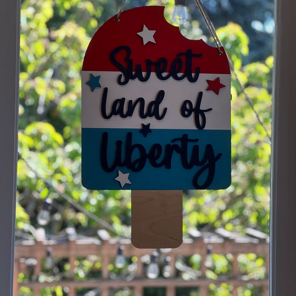 Sweet Land of Liberty | Patriotic Popsicle Door Hanger | DIY 4th of ...