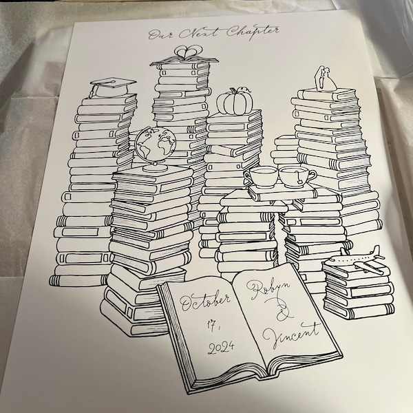Library Themed Wedding Guest Book Alternative 11x14 - Etsy
