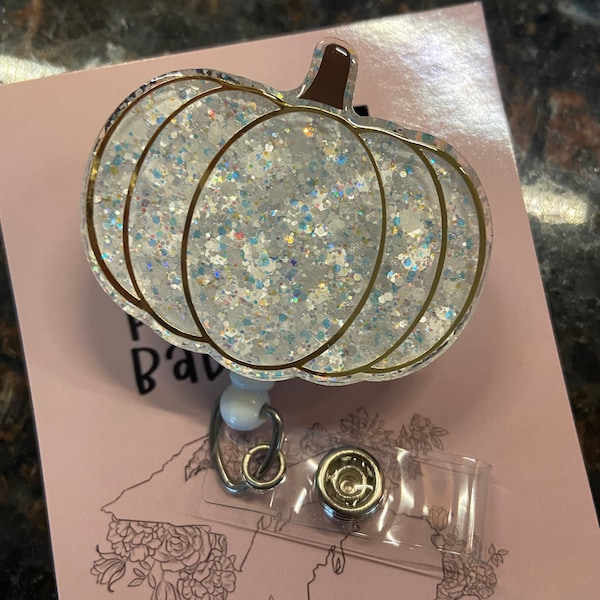 Pumpkin Badge Reel, Fall ID Holder, Thanksgiving Badge Reel, Halloween ...