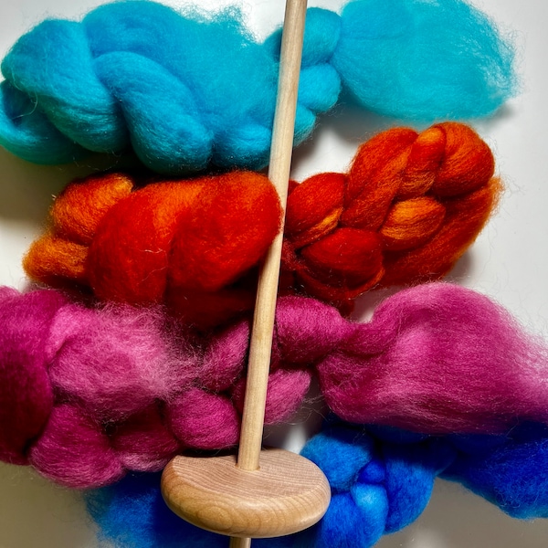 Drop Spindle Complete Deluxe Kit, Drop Spindle, Undyed Top Roving, Art ...