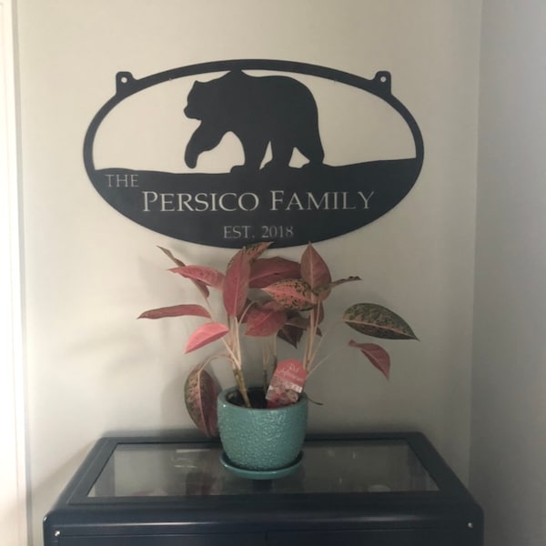 Metal BEAR Sign ,laser Cut BEAR Address Sign, Customized Bear Sign With ...