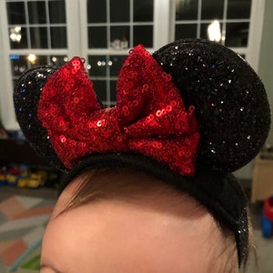 Baby Child Kid Minnie Mouse Ears with Red Bow / Vintage Style | Etsy