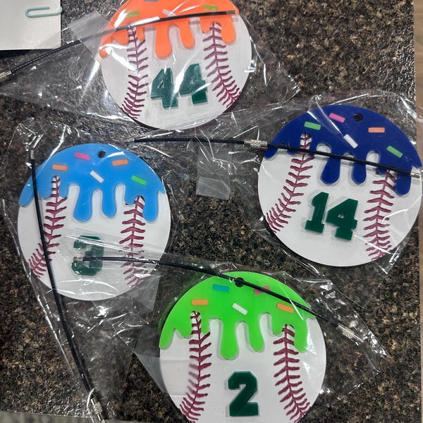Customizable Drip Baseball Bag Tag, Acrylic Baseball Gift - Etsy