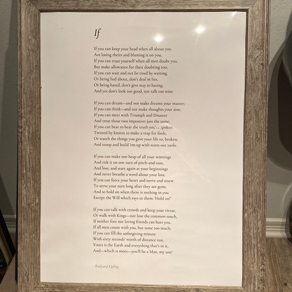 If by Rudyard Kipling Poem Print - Poetry Print Gift, Literaty Poster ...