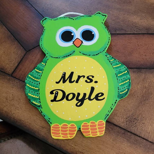 Personalize OWL TEACHER SIGN Wall Door Plaque School Class Classroom ...