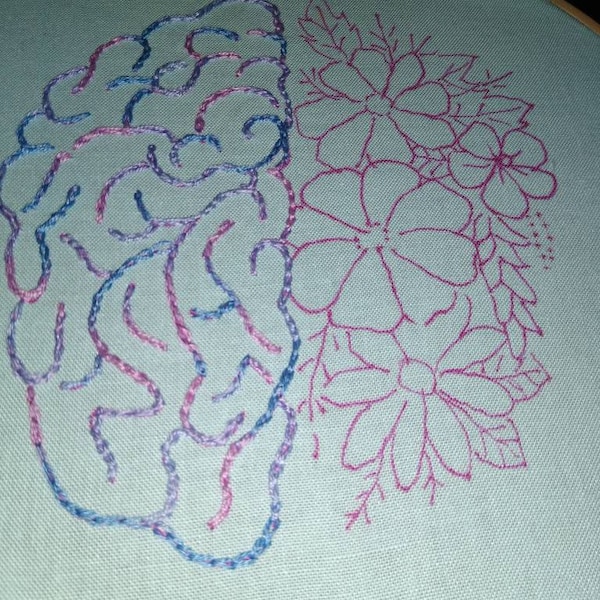 Brain Flower Embroidery Pattern Brain Embroidery Organ Embroidery ...