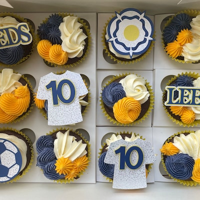 Leeds United Themed Cupcake Toppers Personalised With Age Football ...
