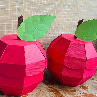 Apple Box Template SVG With Scalloped Lid, 3D Apple SVG, Apple Favor ...