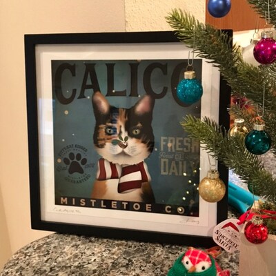 Calico Cat Cat Holidays Christmas Mistletoe Company - Etsy