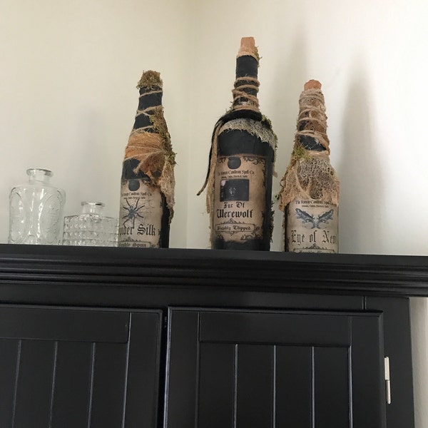 Spooky Potion Bottles, Halloween Home Decor, Halloween Decor, Creepy ...