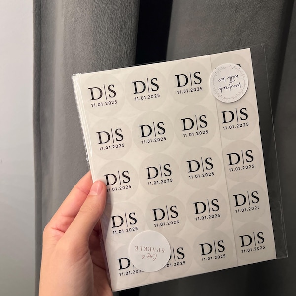 Foiled Wedding Initial Stickers, Personalised Wedding Favour Stickers ...