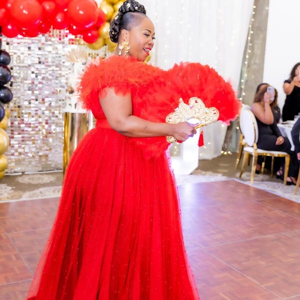 Feather Wedding Fan, Nigerian Wedding Attire, Customised Handfan ...