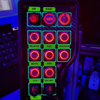 PC USB Button Box 28 Functions Back Lit Red With Neon Labels Sheet for ...