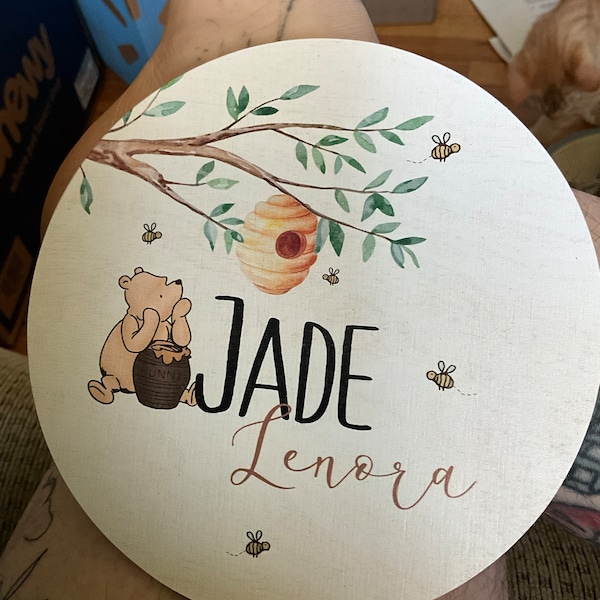 Classic Pooh Baby Shower Welcome Sign, Honey Bee Pooh Bear Poster ...