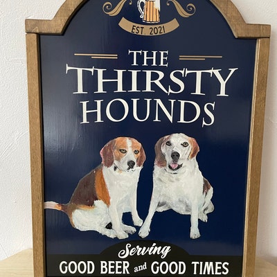 Bar Sign With Dog Portrait, Painted English Pub Sign, Bar Decor ...