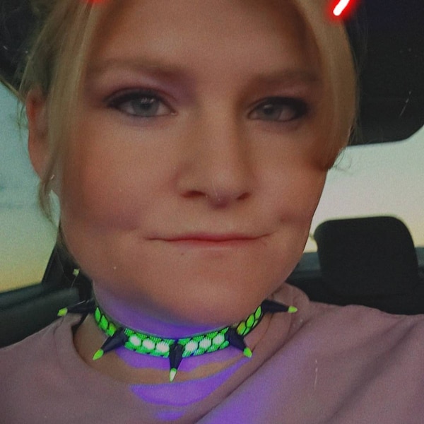 Antithesis Black Rubber Spike Choker (UV Reactive, Necklace, Artwear ...