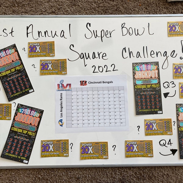 Printable Super Bowl Squares Classic 100 Numbers, Squares Game Instant ...