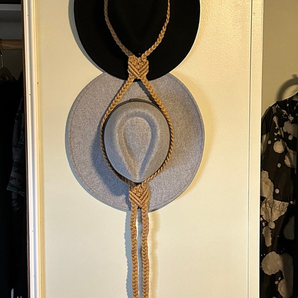 Boho Macrame Hat Hanger, Farmhouse Hat Display, Cowboy Hat Rack ...