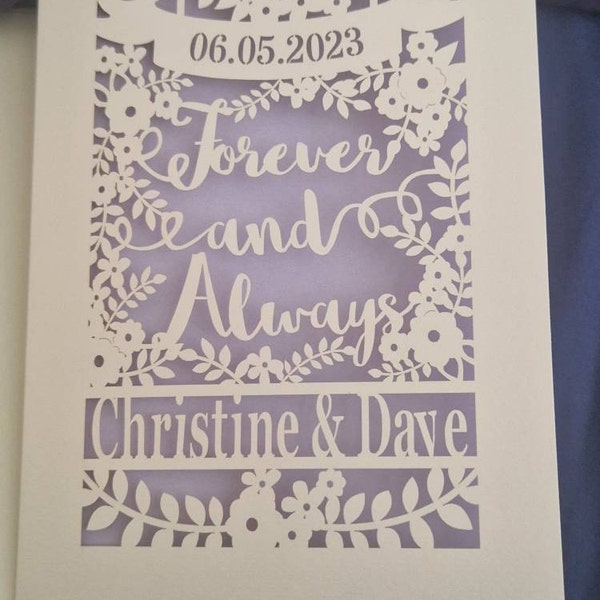 Personalised Laser Cut Papercut Wedding Engagement Anniversary Forever ...