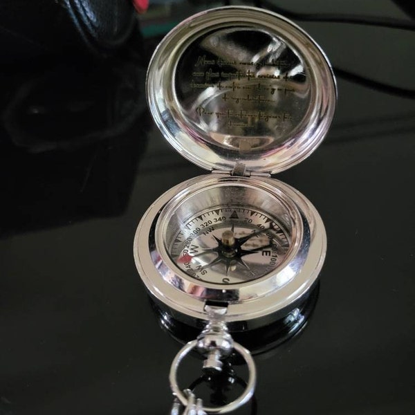 Personalized Working Compass, Custom Engraved Compass, Silver Handmade ...