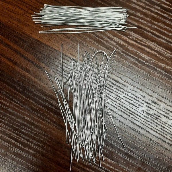 100pcs Stainless Steel Head Pins, Flat Head Pin, Bead Wire Pins, Steel ...