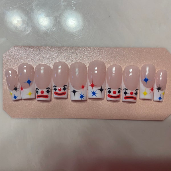 Circus Clown Nails - Etsy
