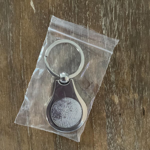 Fingerprint Keychain, Stainless Steel Custom Fingerprint Round Keychain ...