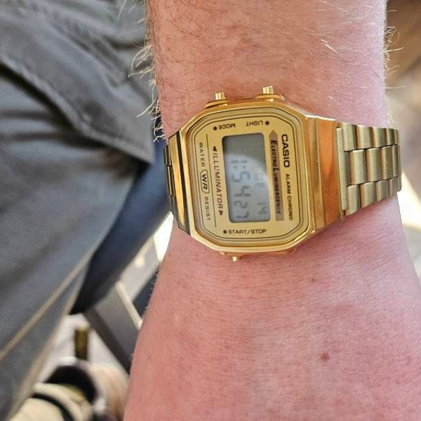 CASIO Black/gold A168WG Original Digital Illuminator Watch - Casio ...