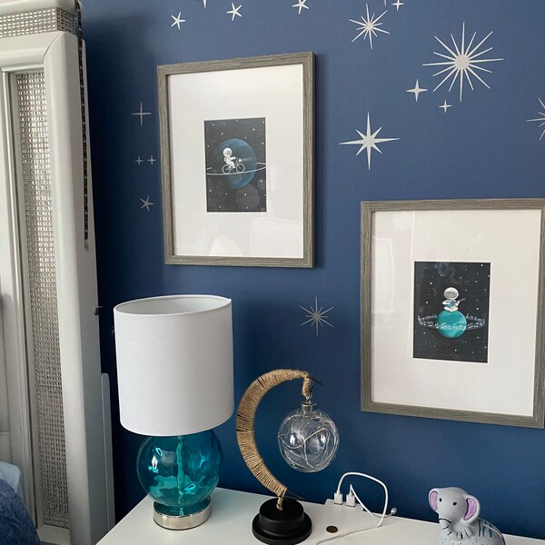 Space Themed Nursery Wall Art, Starry Night Printable, Navy Blue ...