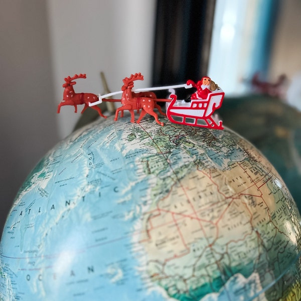 Santa Reindeer Cake Topper, Miniature Santa Sleigh - Etsy