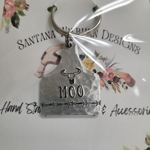 Aluminum Pet ID Tag | Bull Skull Barbwire Cattle Tag | Dog Tag | Pet ...