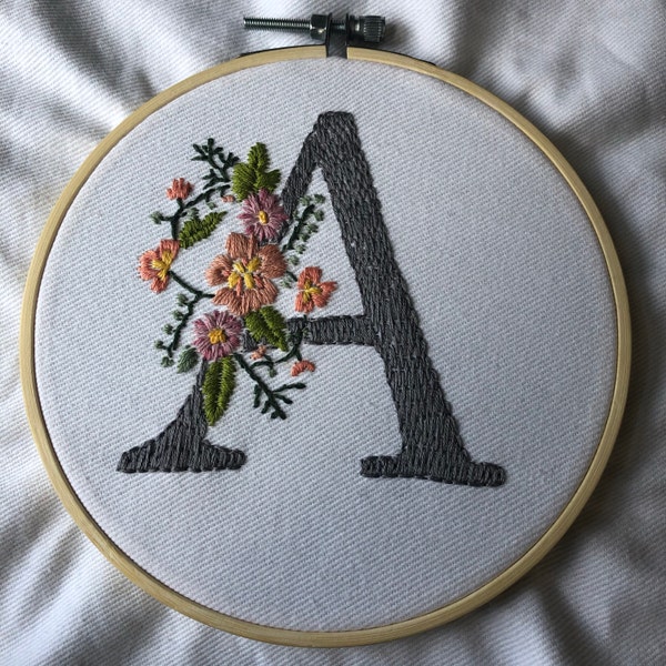 Hand Embroidery PDF Pattern. Floral Monogram Design Digital Download ...