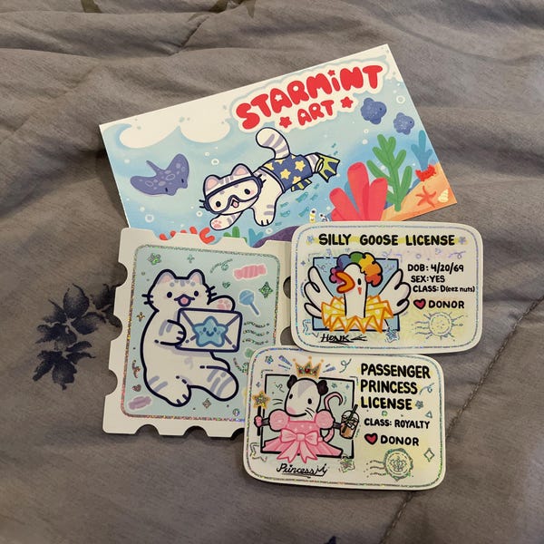 Silly Goose License Holographic Waterproof Sticker Cute Clown Circus ...