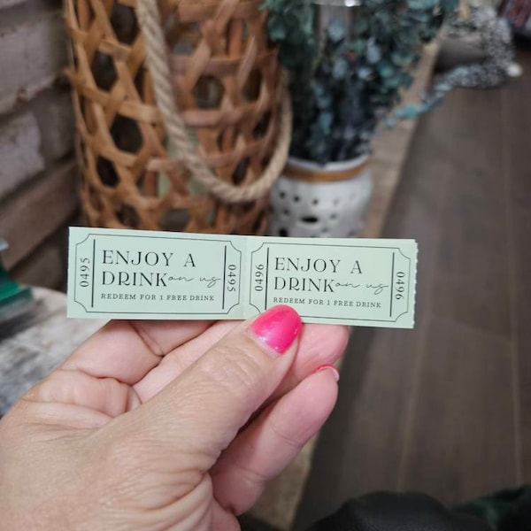 Drink Tickets, Good for One Drink, Wedding Party Reception, Host Bar ...