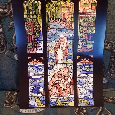 DIGITAL: Mermaid Stained Glass Window Print - Etsy