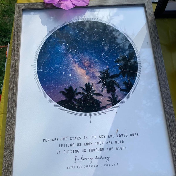 In Loving Memory Memorial Star Map Sympathy Gifts | Celebration of Life ...