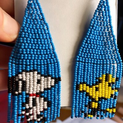 Raven Bead Earrings Pattern Pdfbrick Stitch Seed Bead Digital - Etsy