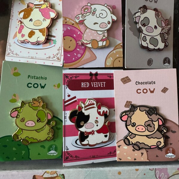 Ice Cream Cow Sticker Set Ver 2, Cute Cow Sticker Bundle, Rainbow Cow ...