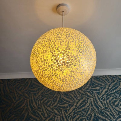 Stunning Mother of Pearl Ceiling Shade Pendant Elara Sphere Lights ...