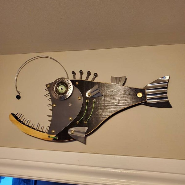 Fish Sculpture W 16 in X H 10 in Fish Decor Beach House Decor Wood Fish ...