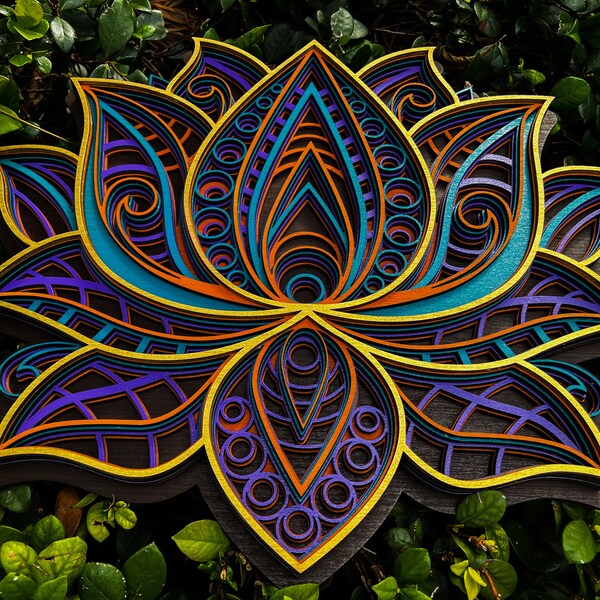 LOTUS Cnc Files Laser Cut File Svg Layered and Glowforge File, Ornament ...