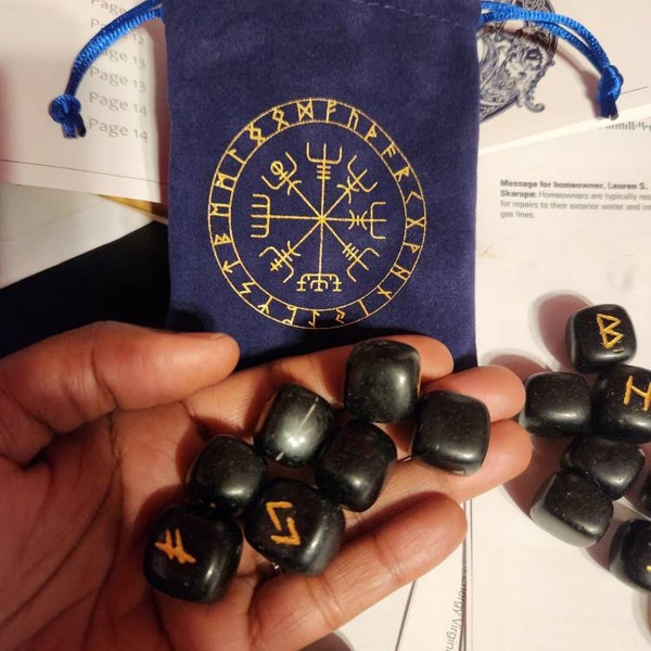 Rune Stones Gift Set Includes 21 Page Guide Book and Free Bag ...