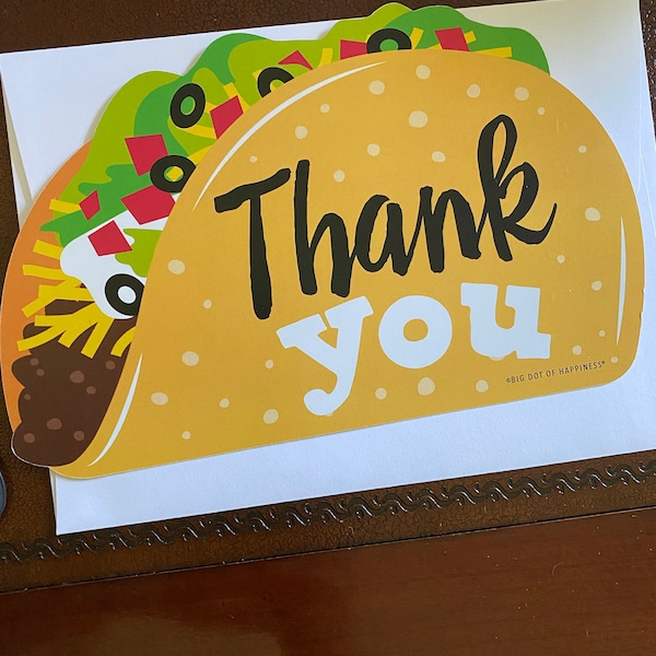 Taco ‘bout Fun - Shaped Thank You Cards - Mexican Fiesta Thank You Note ...