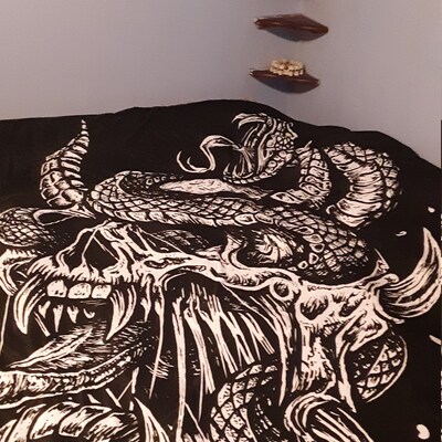 Demonic Skull Serpent 3 Piece Duvet Set-skull Demon Bed Cover-skull Bed ...